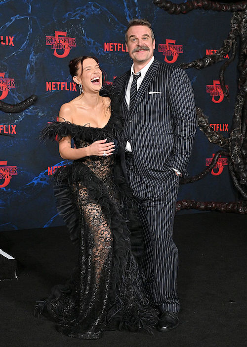David Harbour and Millie Bobby Brown Laugh and Hug Each Other After ...